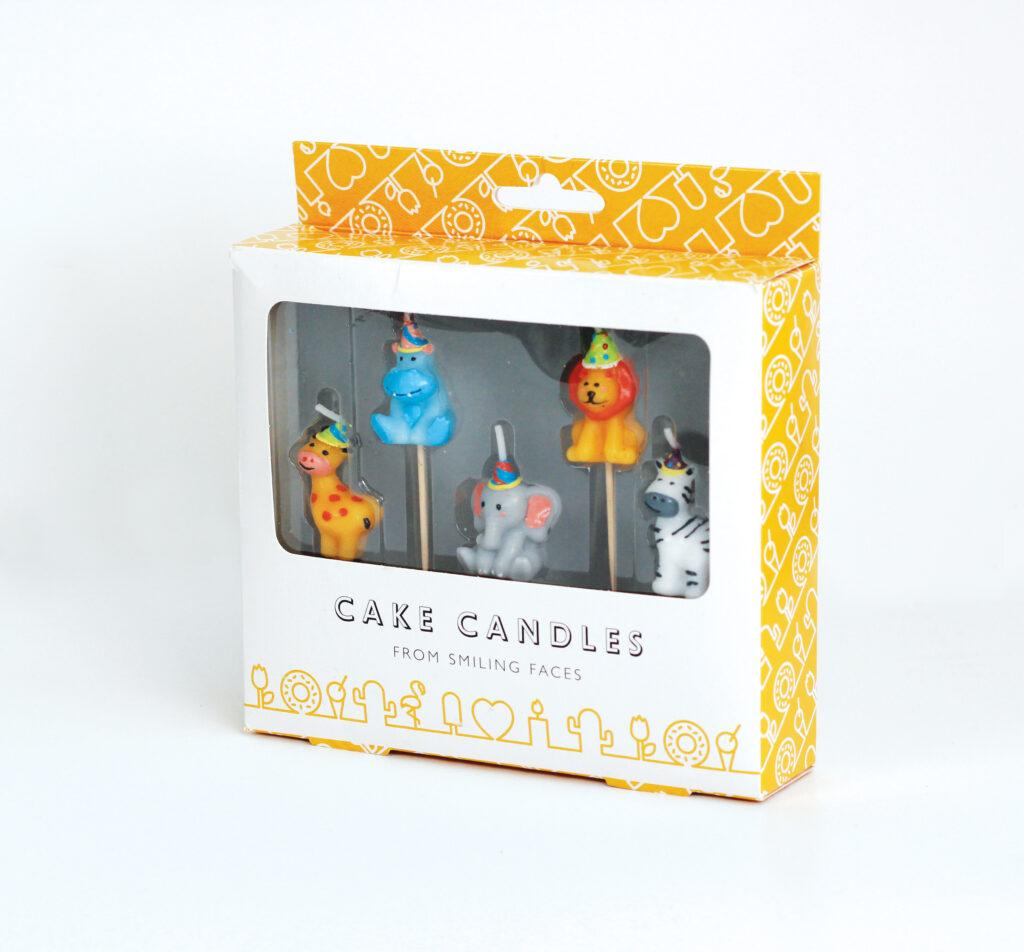 Party Hat Safari Cake Candles (pack size = x 6) - Smiling Faces Trade