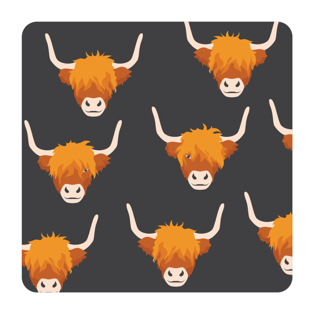 Highland Cow - Coaster (pack size = x 6) - Smiling Faces Trade